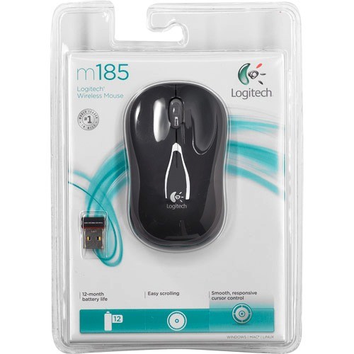 MIŠ LOGITECH M185, GRAY, WIRELESS, 910-002238