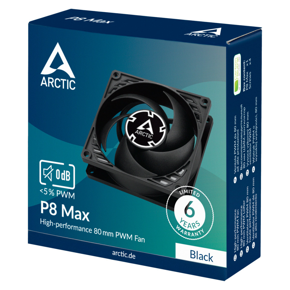 Ventilator za kućište Arctic P8 MAX, 8cm, 4 pin, up to 5000 rpm ...