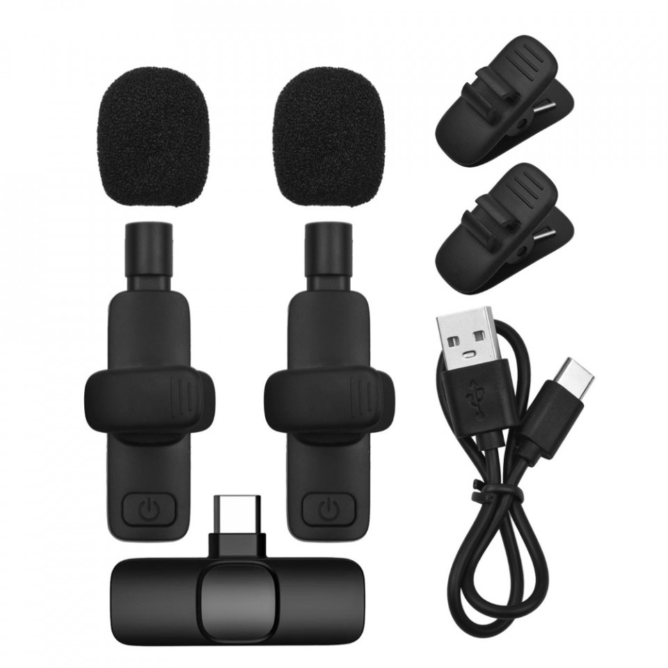 Set 2 Microfoane Tip Lavaliera E-Boda Duo-Rec, USB-C, Functie Noise ...