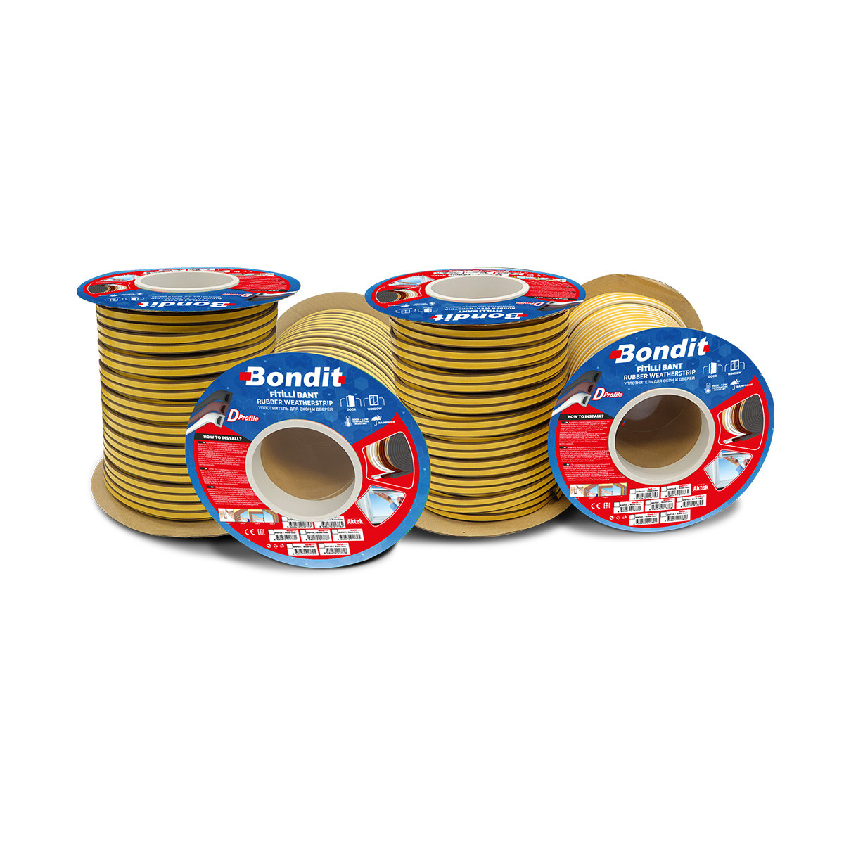 Banda cauciucata Bondit tip D, ALB, pentru toc usa sau fereastra