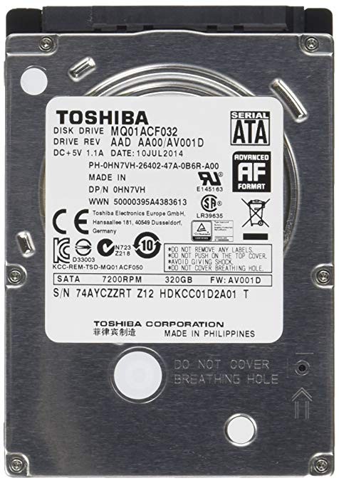 Hard disk slim laptop 320GB SATA III, TOSHIBA Toshiba MQ01ACF032 7200rpm