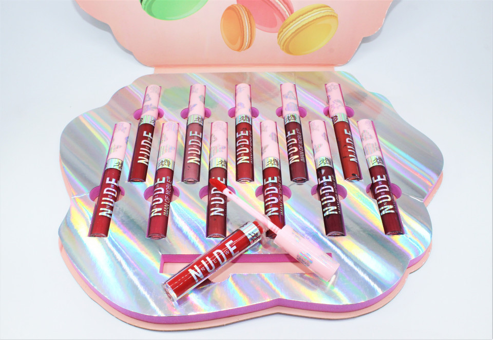 Set 12 rujuri de buze, Iman Of Noble, Nude Matte Lip Gloss, Macarons