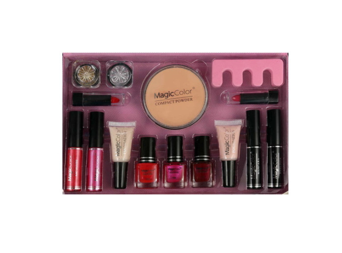 Trusa Machiaj + Geanta depozitare cosmetice Magic Color Makeup Kit Pink ...