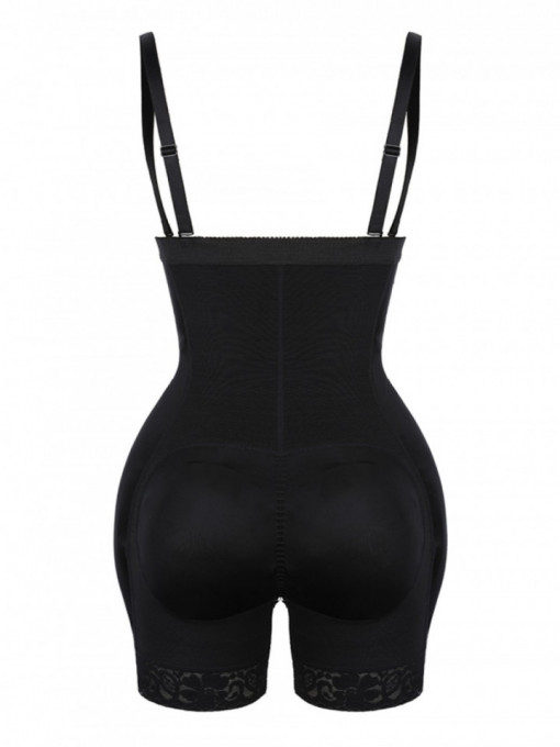 Body Modelator Black HIGH WAIST cu Fese si Solduri Proeminente Cu Bureti