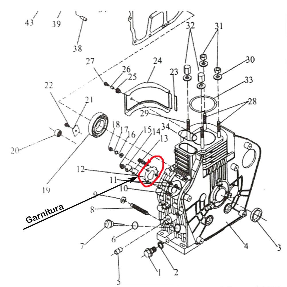 Garnitura cilindru motor 186f motocultor diesel 10cp Ruris