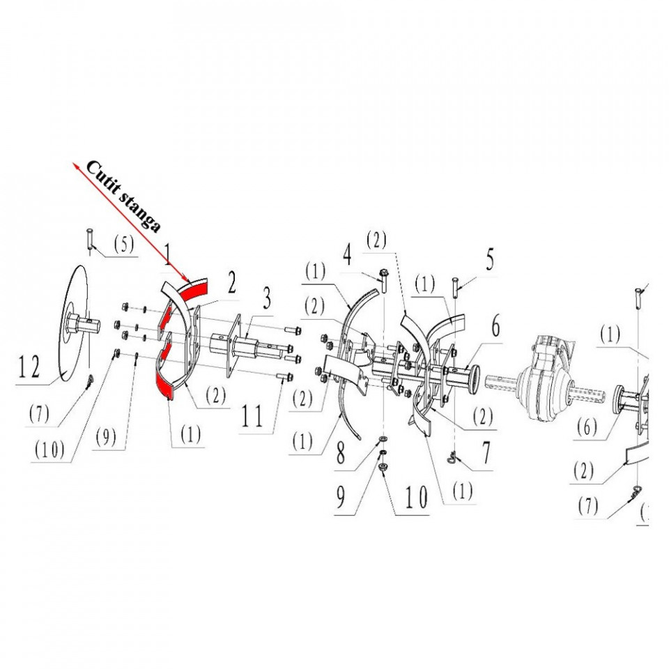 Cutit stanga 70mm motosapa Dac, Ruris, Gigant, Zimbru