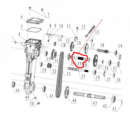 Ax canelat reductor motosapa Ruris, Gigant, Dac, Zimbru