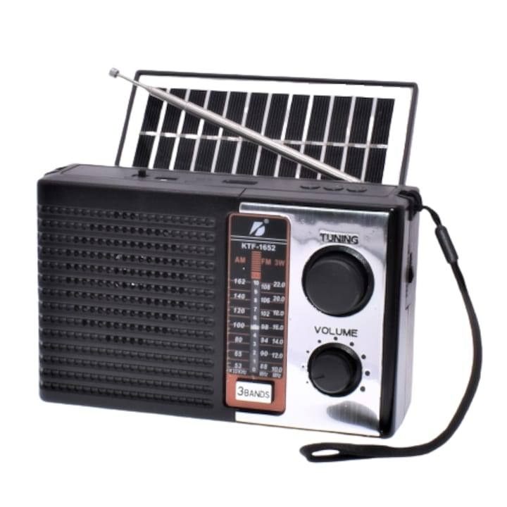 Radio portabil solar Bluetooth LED USB TF Negru Engros B2B
