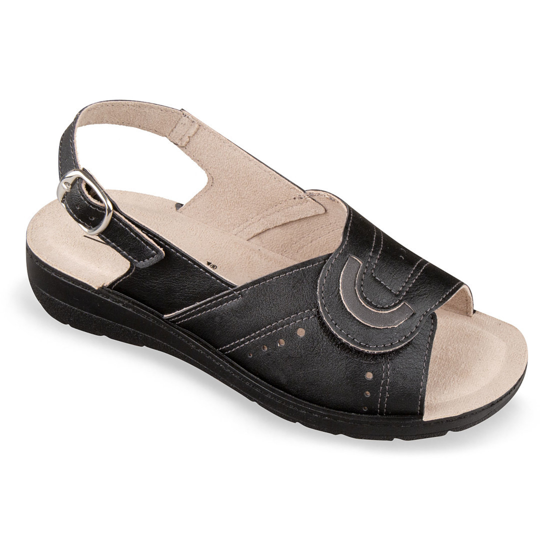 Sandale confort, pentru femei, OrtoMed 2608-G17 negru