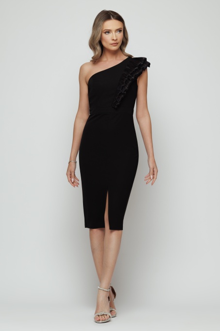 Rochie 'Eleonore' cu volan decorativ din satin