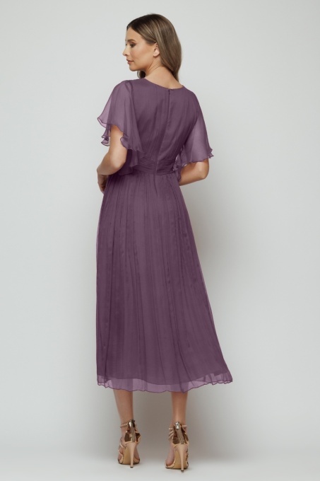 Rochie 'Elise' violet prună din mătase naturală
