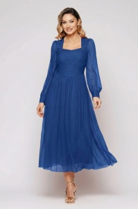Rochie 'Isadora' albastru indigo din mătase naturală