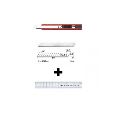 Set Cutter / cutit utilitar mic NT Cutter - 9mm + 10 lame de schimb ...