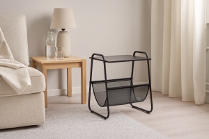 Pomoćni stočić sa držačem za novine 40 x 40 x 55 cm, crni