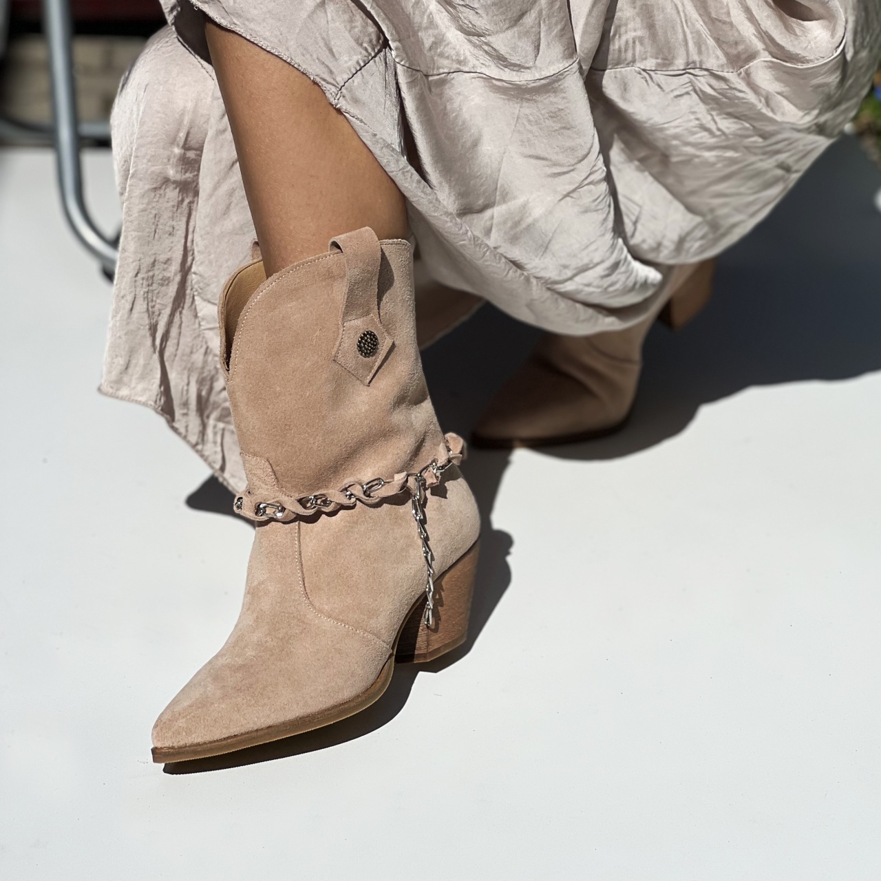 Botine Jesica Crem Piele Naturala