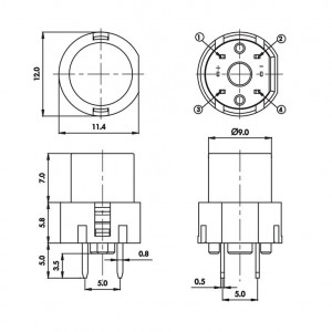 Taster za PCB montažu DT6 crni