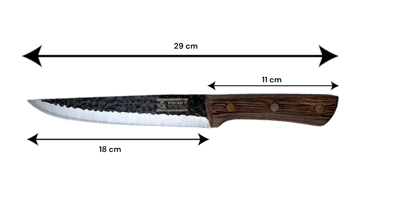 Cutit forjat cu lama din otel, rigida si dreapta, maner din lemn ...