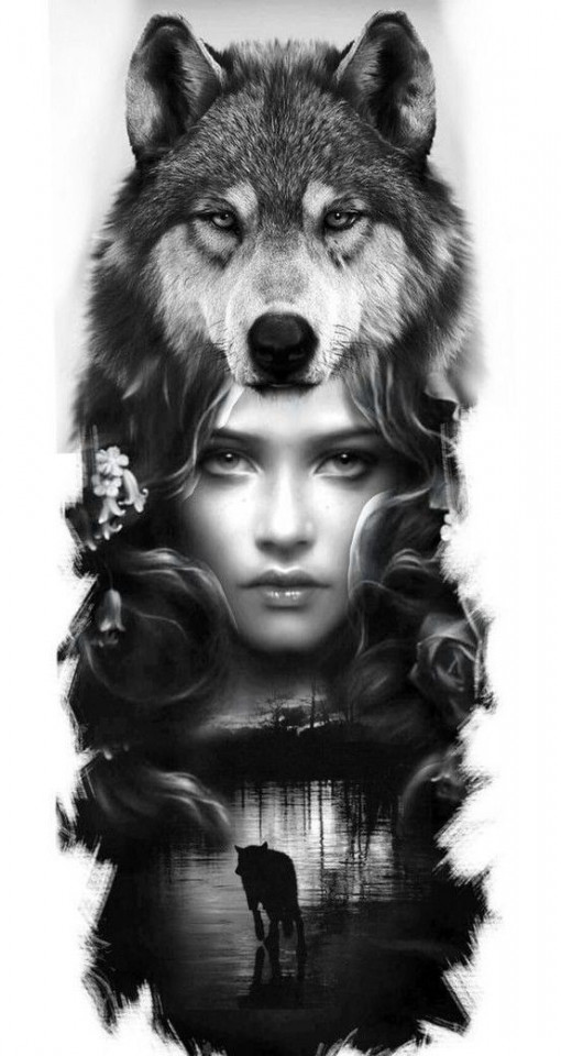 Sticker Auto Tattoo Edition Wolf Girl