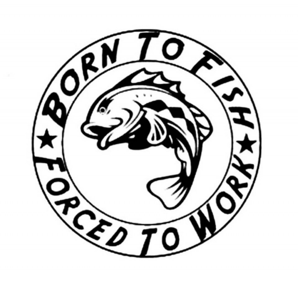 Sticker Born to fish Forced to work