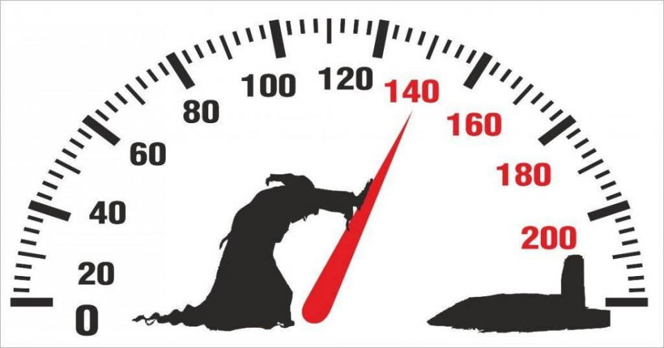 Sticker Auto Vitezometru Turometru Death pushing arrow of speedometer 70 cm