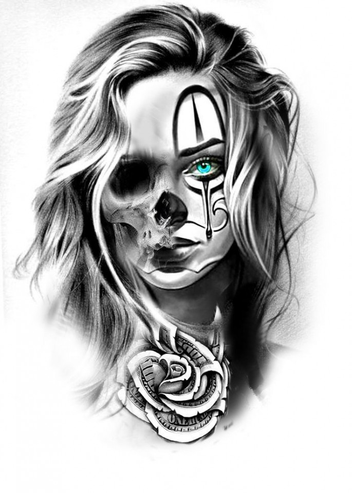 Sticker Auto Tattoo Edition Two Faces Girl