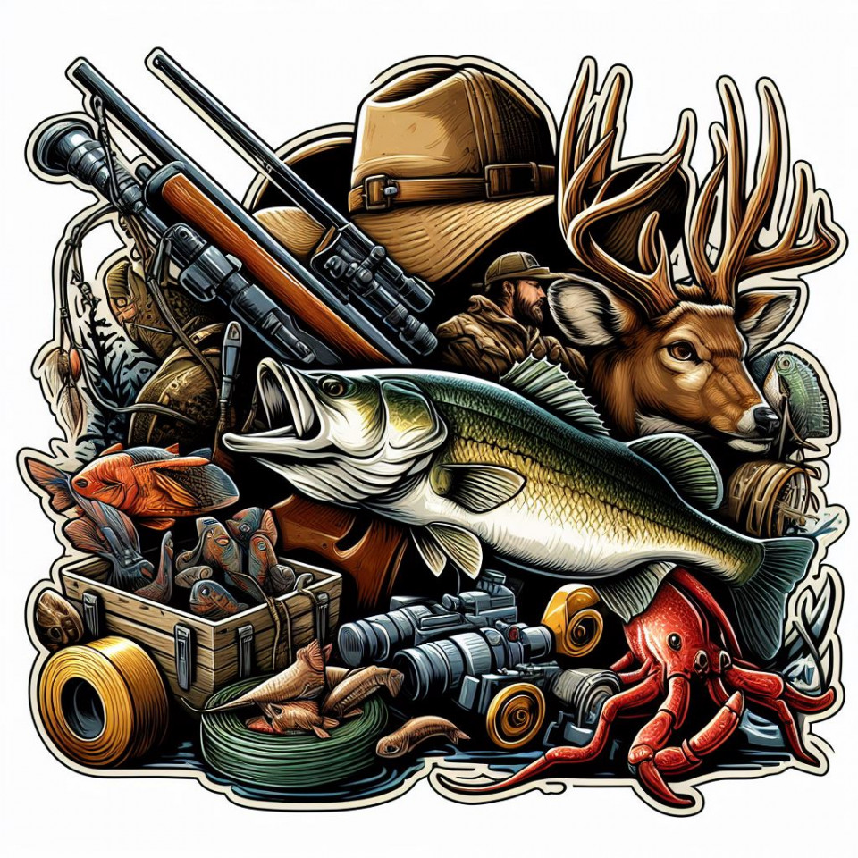 Sticker Auto Imprimat Pescuit Vanatoare