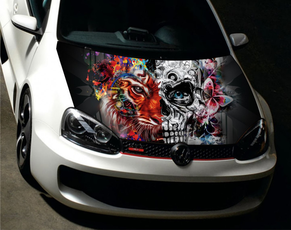 Sticker Autocolant Imprimat Capota Abstract Lion