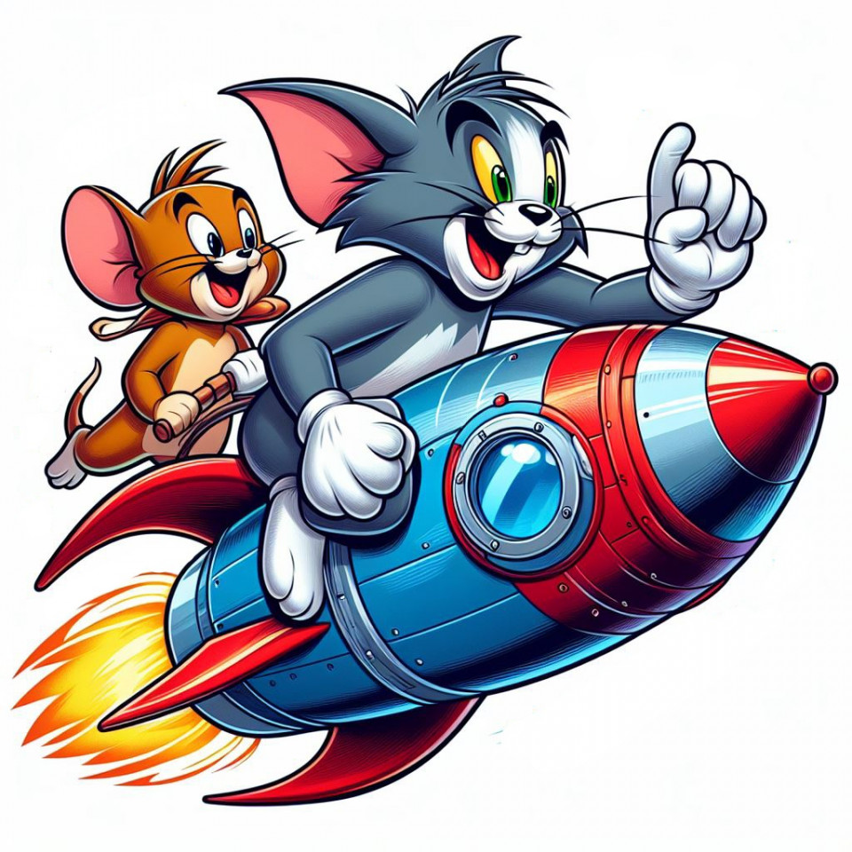 Sticker Auto color Tom&Jerry on the Rocket