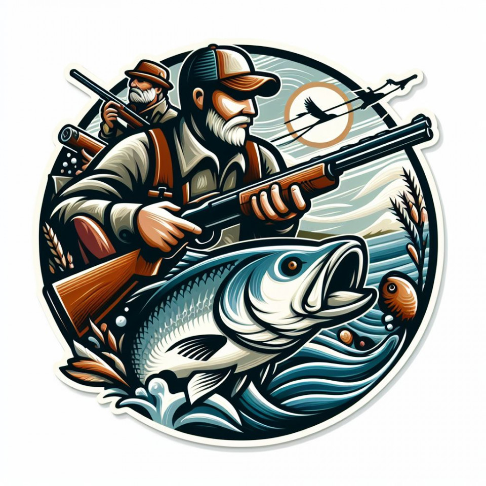 Sticker Auto Imprimat Pescuit Vanatoare M1