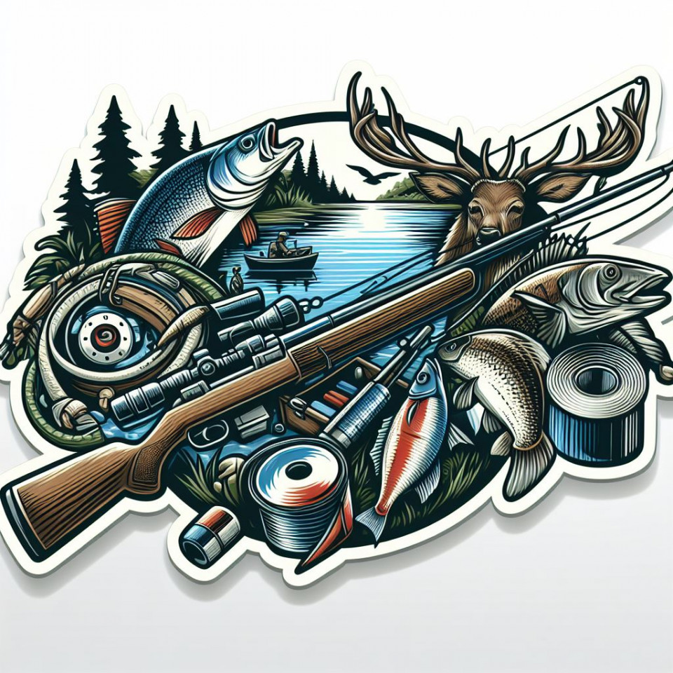 Sticker Auto Imprimat Pescuit Vanatoare M2