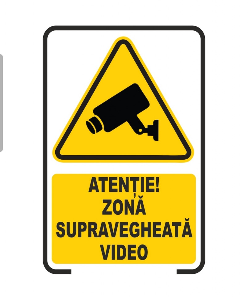 Indicator autocolant Atentie Zona supravegheata video