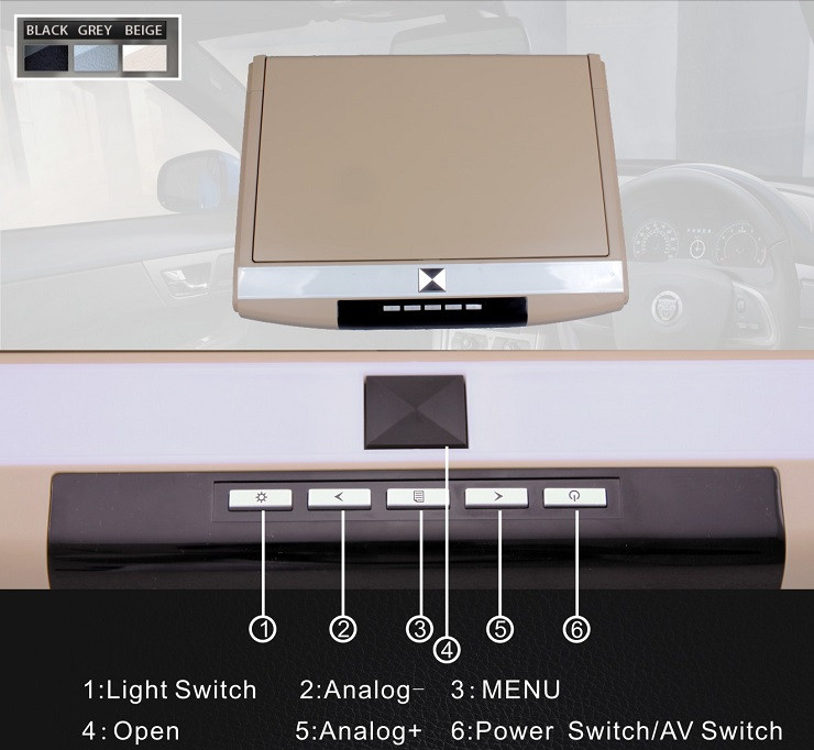 PLAFONIERA AUTO CU MONITOR LED 15,6'' REZOLUTIE FULL HD 1080P USB SD ...