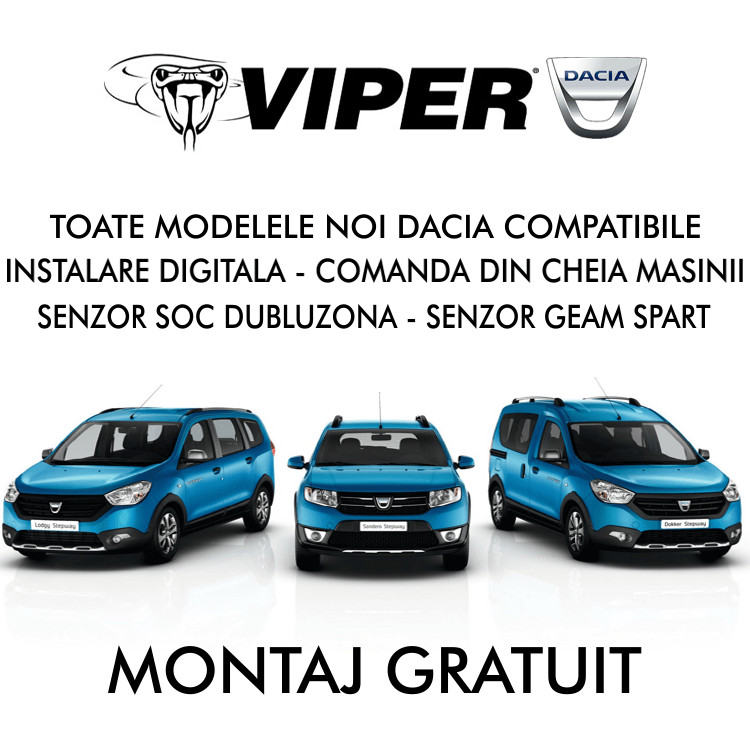 ALARMA AUTO VIPER 3903V CAN OEM PE CHEIA MASINII DEDICATA DACIA CU MONTAJ INCLUS