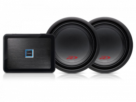 Pachet Super Bass 2 x Subwoofer Alpine SWR-1243D 1600W + Amplificator ...