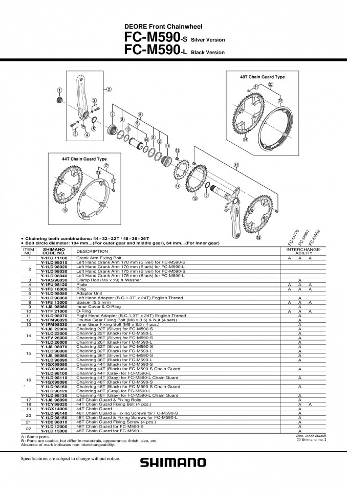 CHAIN GUARD SHIMANO FC-M590 48T & SURUBURI DE FIXARE