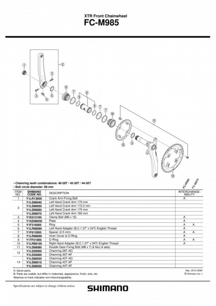 FOAIE SHIMANO FC-M985 44T-AF (PT. 44-30T)