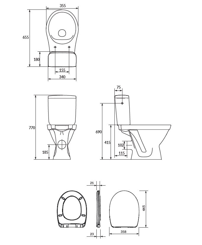 Vas wc static cu rezervor si capac cu inchidere lenta Cersanit Cersania ...