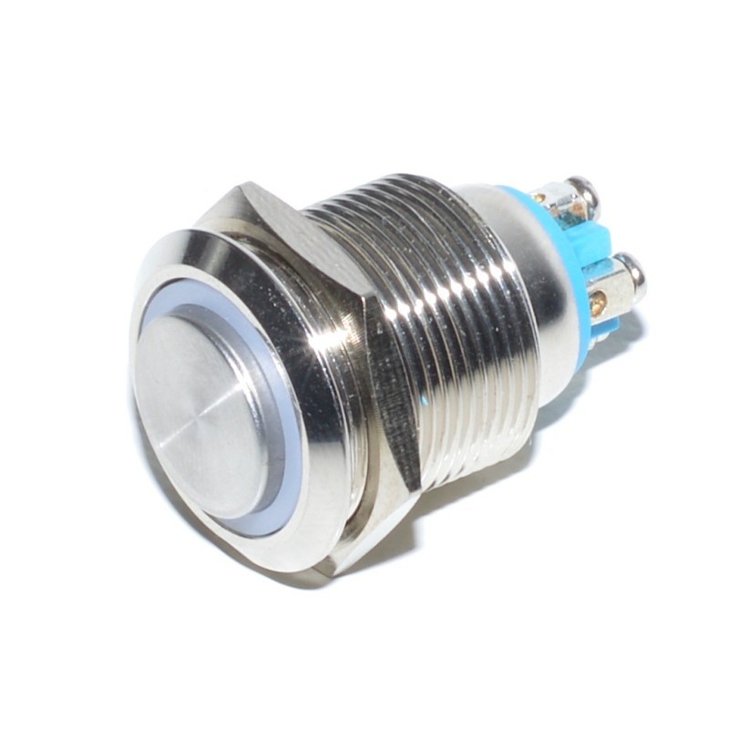 Buton push Metalic cu Led Rosu si Retinere 19mm / 220V