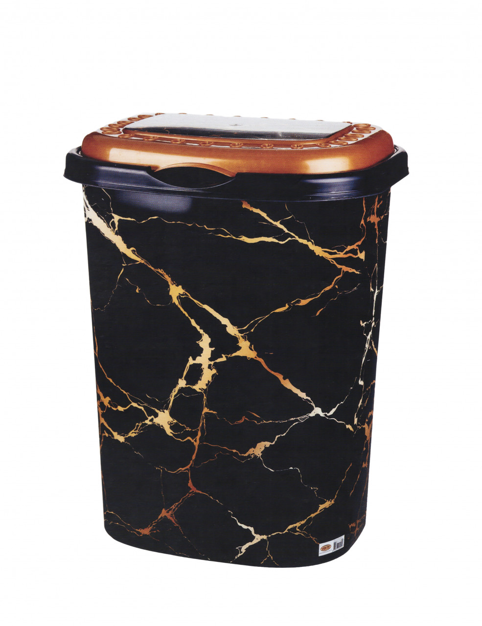 Cos de rufe negru cu detalii aurii, 55 litri