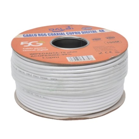 Cablu Coaxial TV UHD 4K DIGITAL - RG6 Cupru - 100m/Rol