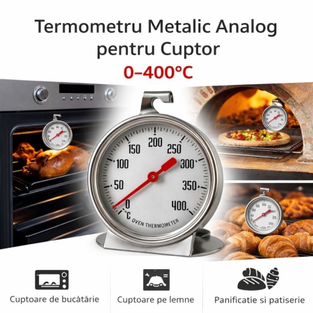 Termometru Metalic Analog pentru Cuptor 0–400 grade Celsius – Masurare ...