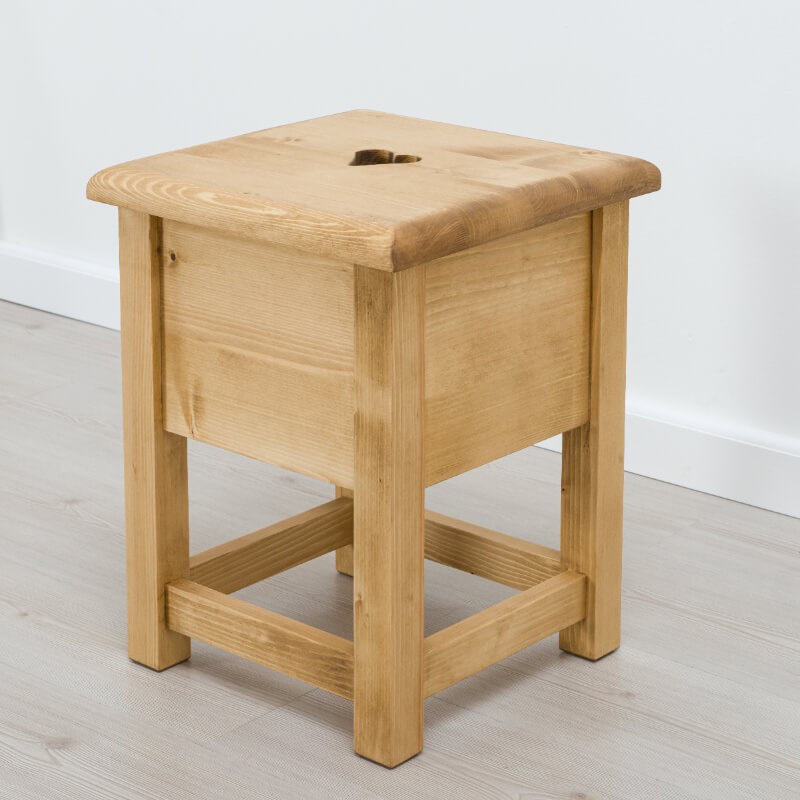 Taburet Pouf Colibri cu lada depozitare, Lemn masiv rustic, 52 x 48 x 40 cm