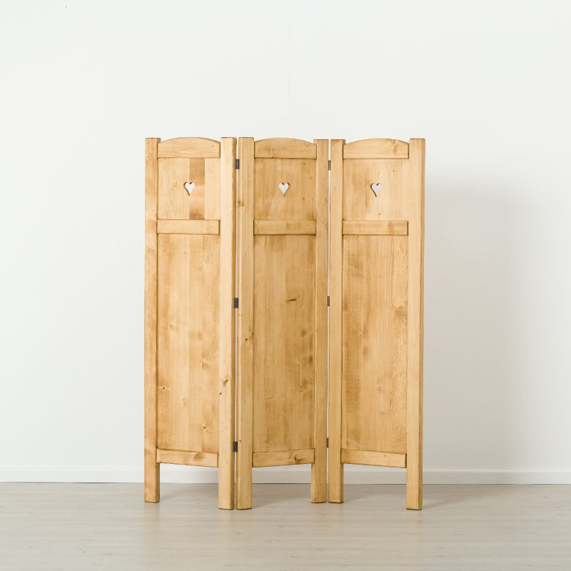 Paravan din 3 elemente Cabana lemn masiv rustic, 150 x 4 x 180 cm