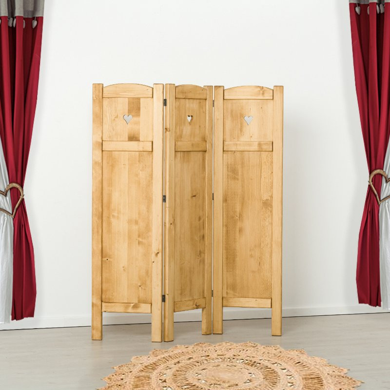 Paravan din 3 elemente Cabana lemn masiv rustic, 150 x 4 x 180 cm