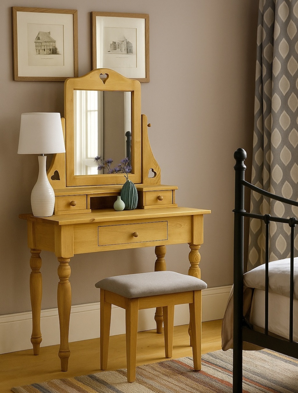 Masa de toaleta Cabana lemn masiv, 85 x 45/23 x 161 cm