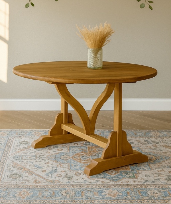 Masa rotunda rustica plianta Dorna lemn masiv, Ø 110 cm