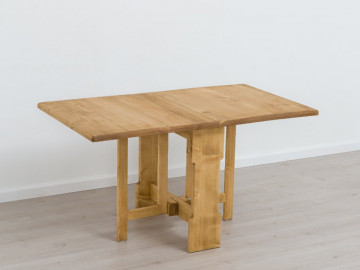 Masa plianta Rustic Flame cu 2 parti rabatabile, Lemn masiv rustic, 140 ...