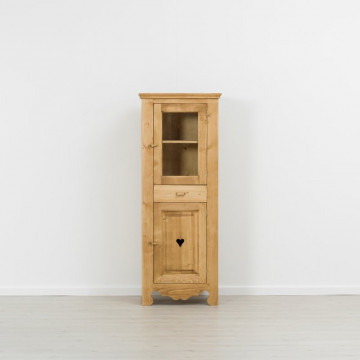 Dulap Vitrina Cabana 2 usi si 1 sertar, Lemn masiv rustic, 66 x 45 x 179 cm