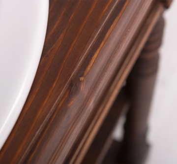 Masca de baie rustica pentru 1 lavoar, cu 2 rafturi lemn masiv, 90 x 54 ...