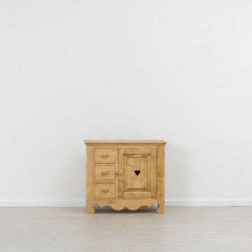 Comoda Cabana cu 1 usa 3 sertare, Lemn masiv rustic, 94 x 43 x 83 cm